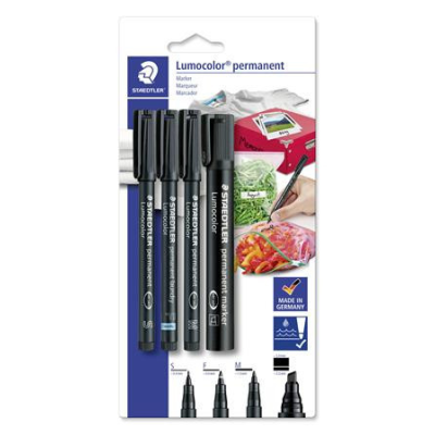 STAEDTLER Alkoholos marker készlet, vegyes, STAEDTLER "Lumocolor® 60" 4 különböző vonalvastagság ...